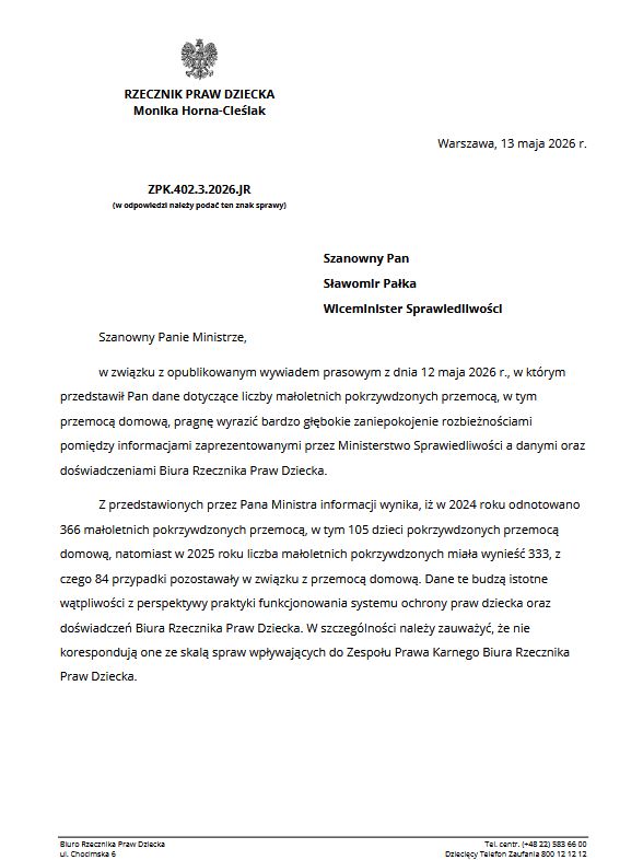 Pismo RPD do wiceministra sprawiedliwości. Wirtualna Polska ujawnia treść