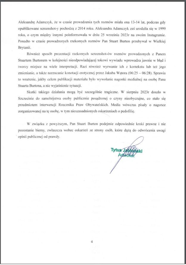 Stuu Burton komentuje aferę ze swoim udziałem. Zapowiada kroki prawne ...