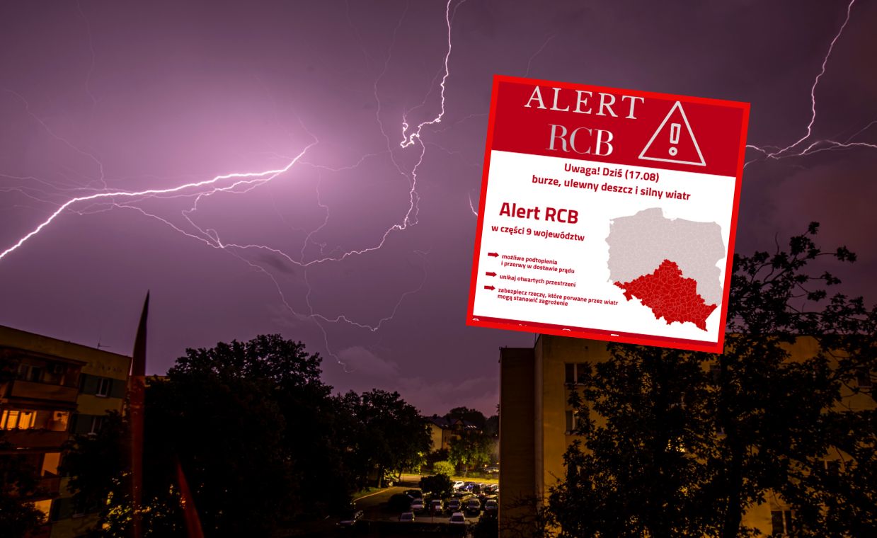 Wysłano alerty RCB. Może ucierpieć dziewięć województw