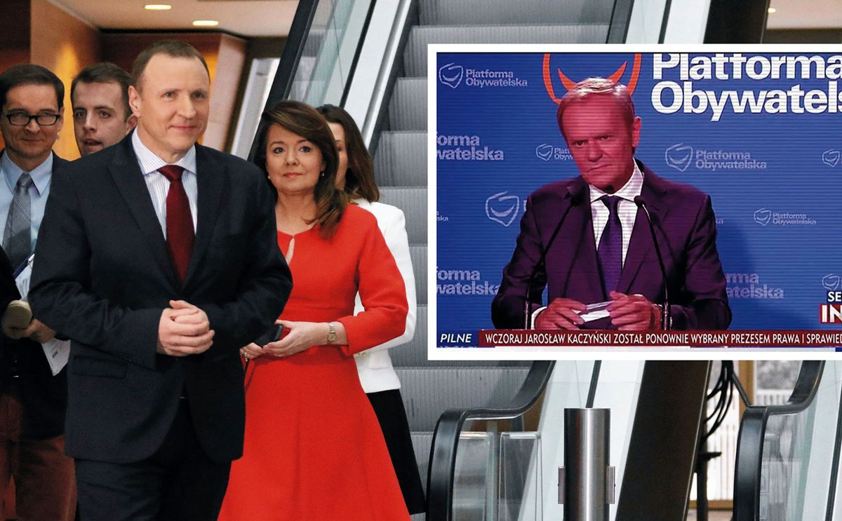 Tusk z rogami w TVP? Krytyka płynie nawet z obozu PiS - WP Wiadomości
