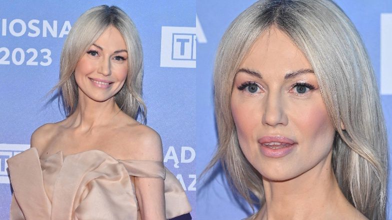 Zawiązana na kokardkę Magdalena Ogórek paraduje na ramówce TVP - Pudelek