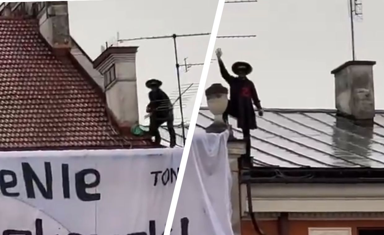 Incydent na wiecu Trzaskowskiego. Zorro na dachu