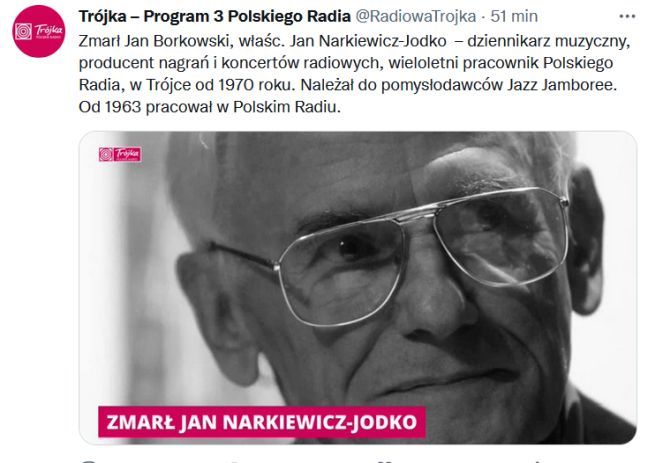 Zmarł Jan Borkowski, przez wiele lat dziennikarz muzyczny radiowej Trójki