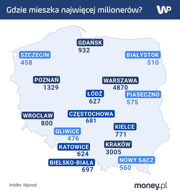 Mapa polskich milionerów. Oto nowy ranking miast, w których jest ich ...