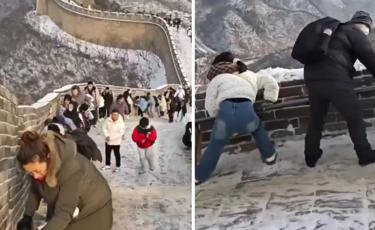 Chiny. Fragment Wielkiego Muru zamienił się w prawdziwą zjeżdżalnię