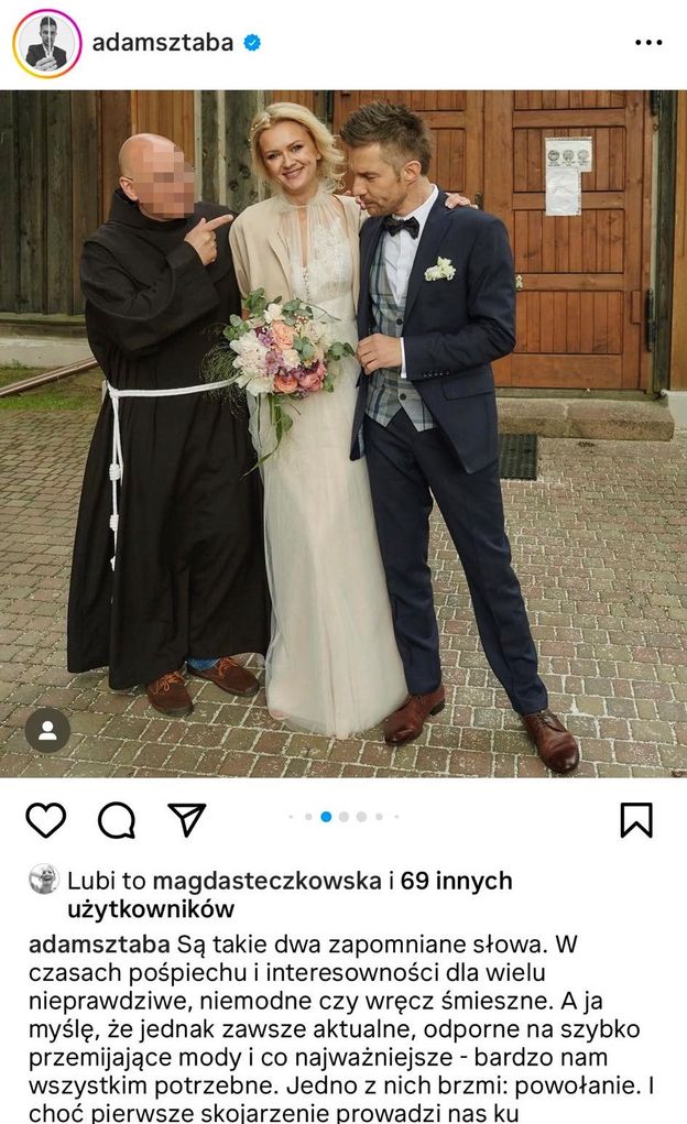 Rzadki widok! Adam Sztaba pokazał ślubną fotkę z żoną. Miał ważny powód ...