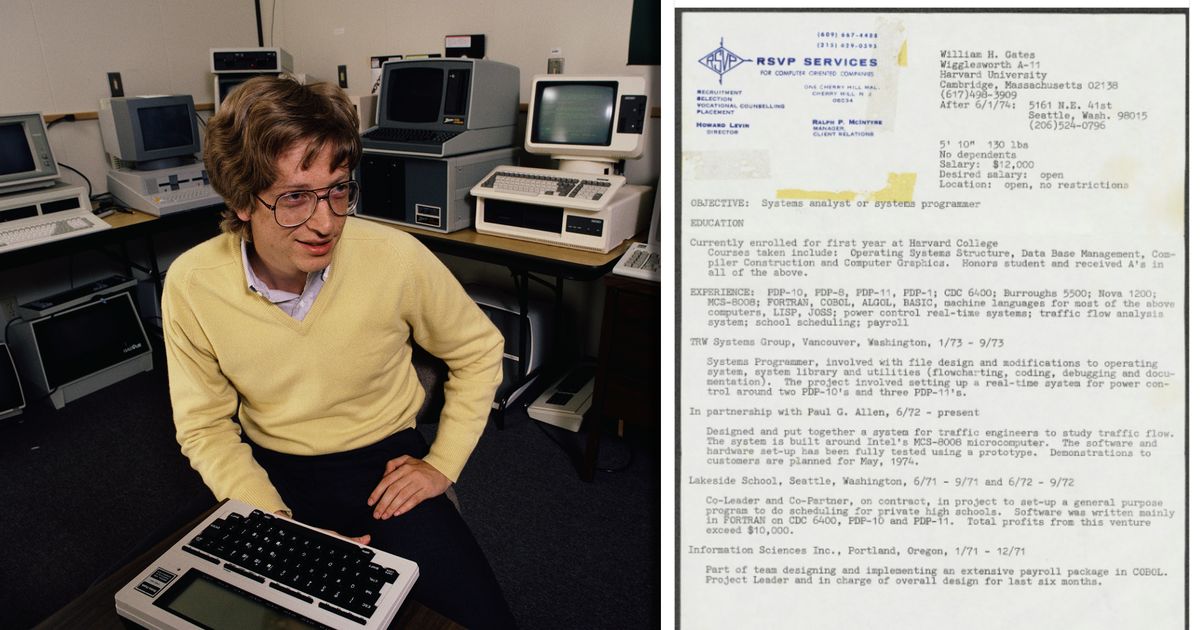 Bill Gates pokazał swoje stare CV. Po co umieścił takie informacje ...