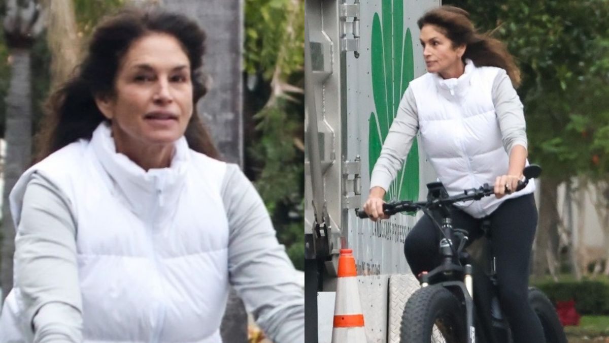Naturalna Cindy Crawford przemierza ulice Miami na rowerze - Pudelek