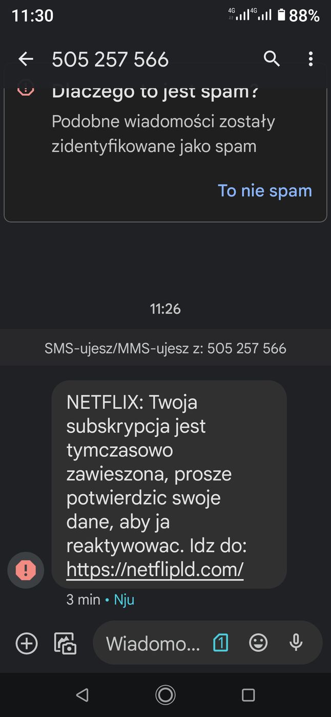 SMS o Netfliksie. Taką wiadomość może dostać każdy