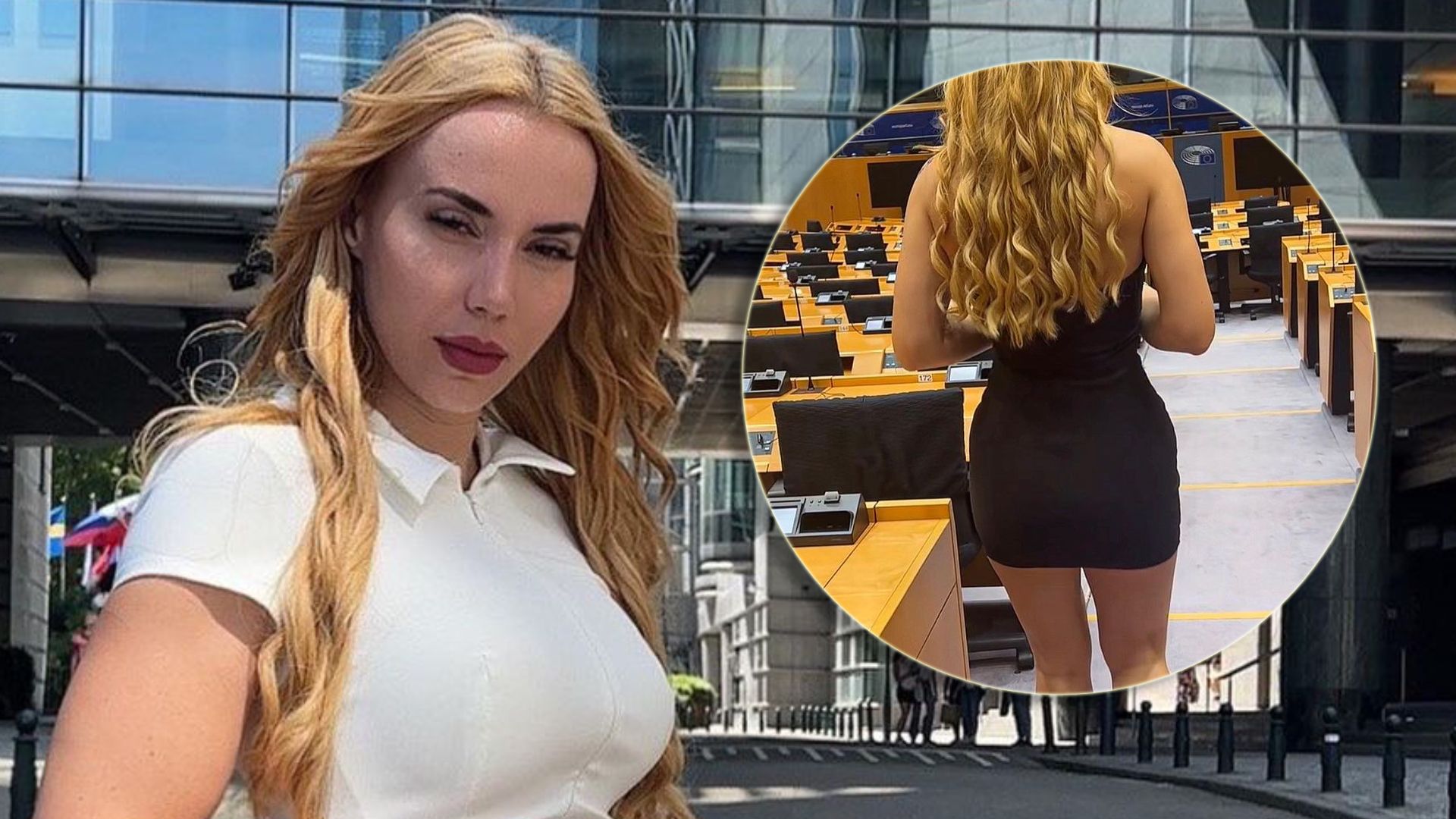 Marianna Schreiber w kusej sukience paraduje w Europarlamencie ...