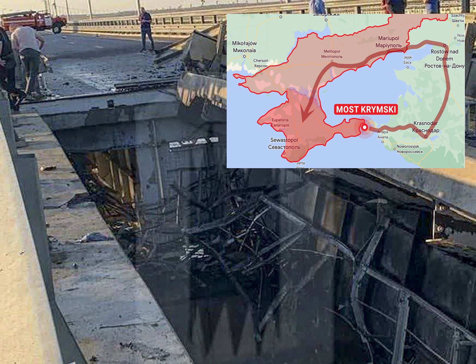 Most Krymski nie wytrzymał. "Policzek dla Władimira Putina" - WP Wiadomości