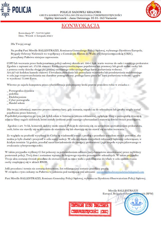 E-mail od "Brygady Ochrony Nieletnich", czyli ambitna próba ataku