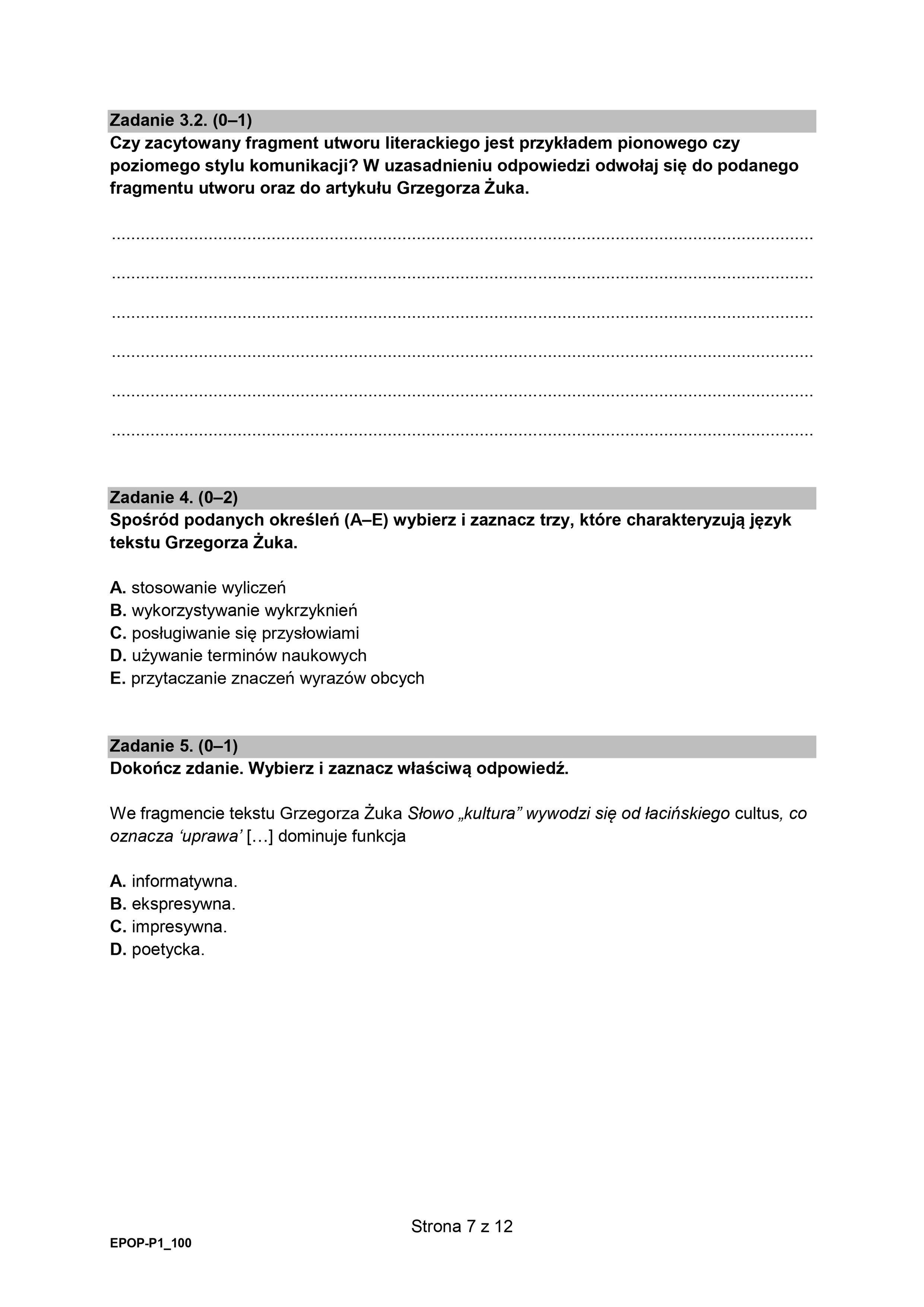 Matura 2024. Język polski. ARKUSZ CKE + ZADANIA. Stara formuła 2015 ...