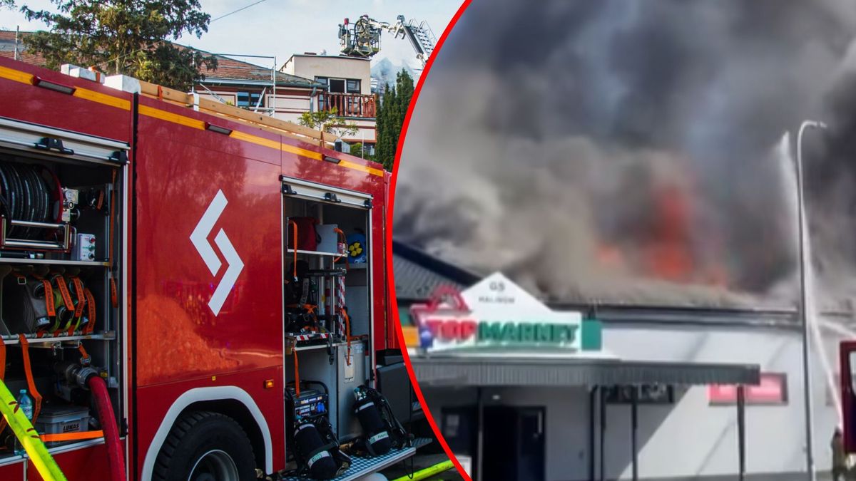Pożar dużego marketu na Mazowszu. Kłęby dymu nad miastem