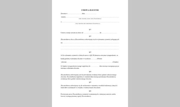 Wzór umowy zlecenie. Co powinien zawierać dokument. Wzór do pobrania - praca.money.pl