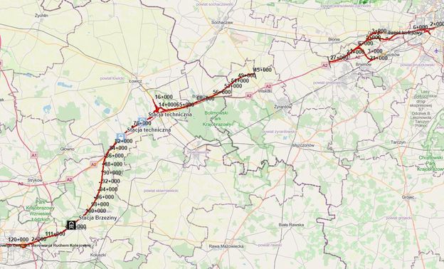 CPK przedstawił przebieg linii Kolei Dużych Prędkości: Łódź - Warszawa ...