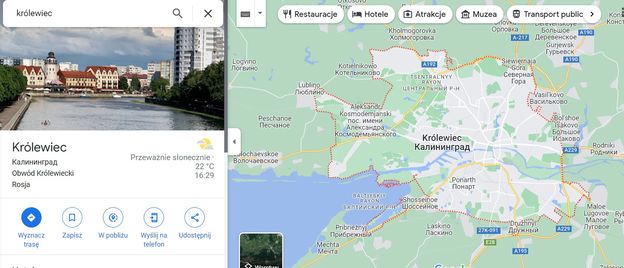 Cios dla Rosji. Google ekspresowo wymazał z map Kaliningrad - Money.pl