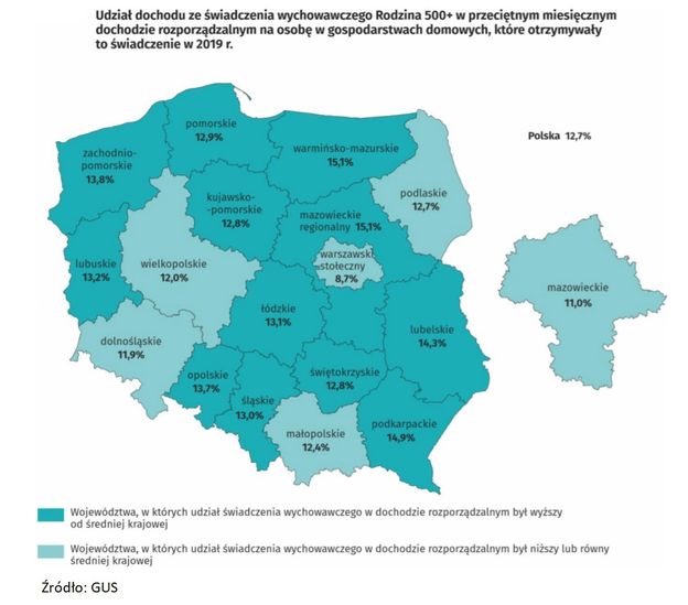 Mapa 500+. W niektórych województwach ta kwota znaczy więcej - Money.pl