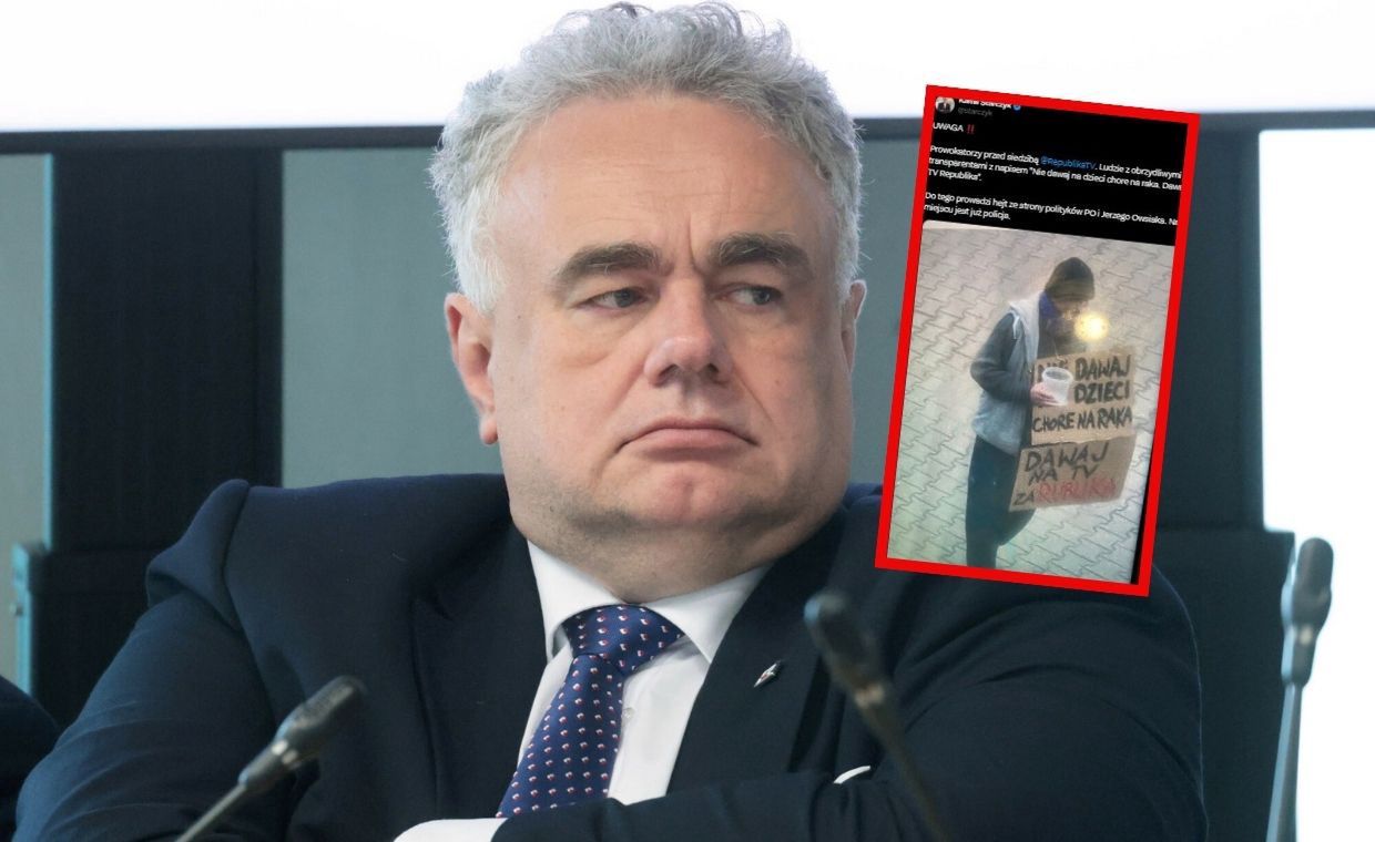 Protest przed TV Republika. Pasek grozy na ekranach TV