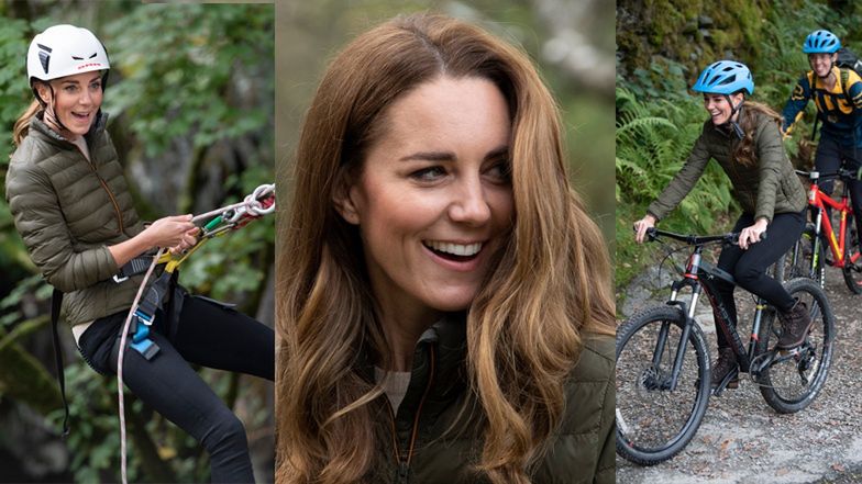 Księżna Kate mknie na rowerze i... zjeżdża na linie! (ZDJĘCIA) - Pudelek