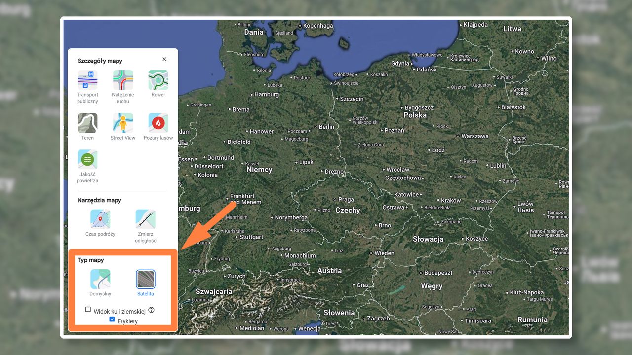 Widok kuli ziemskiej w Google Maps. Zobaczysz inne zdjęcia Widok kuli ziemskiej w Google Maps. Zobaczysz inne zdjęcia