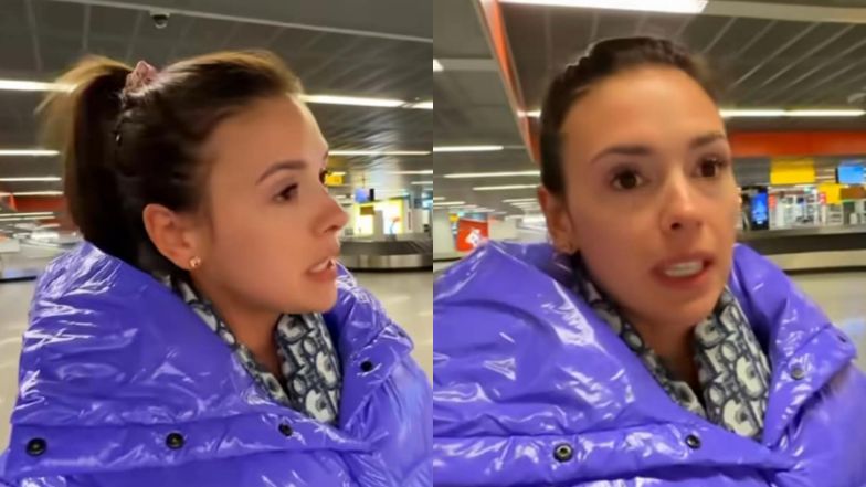 Rozemocjonowana Klaudia Halejcio nadaje z lotniska. Nerwy jej puściły