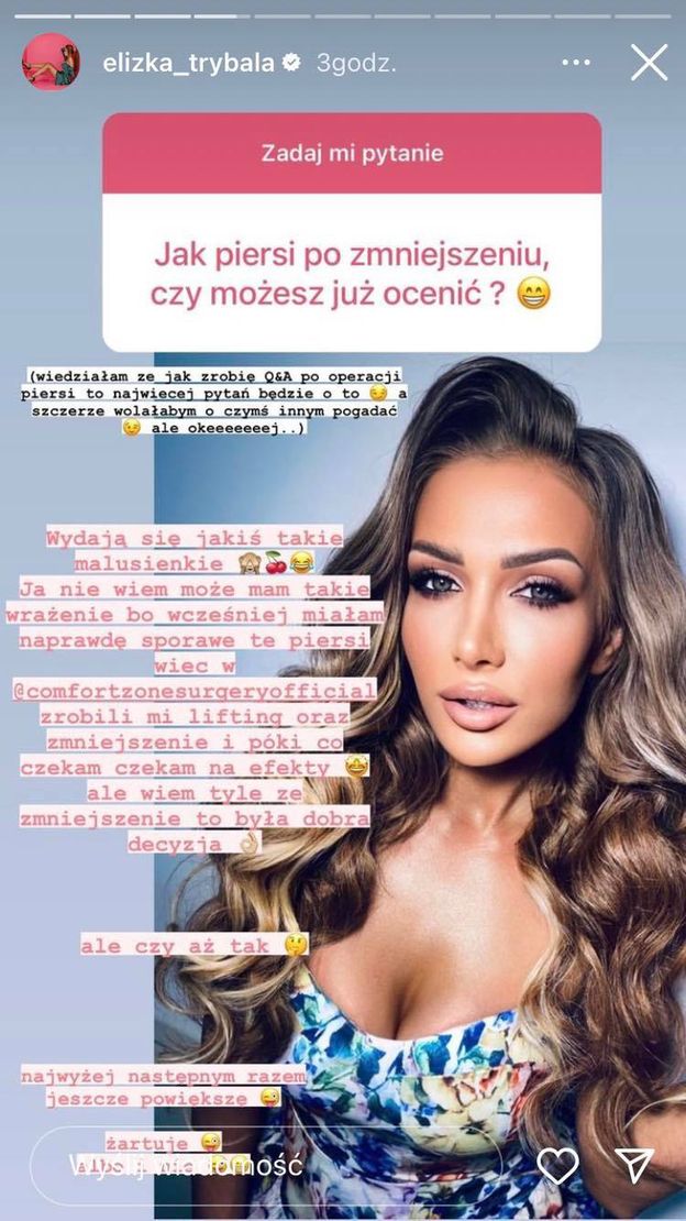 Eliza Trybała zmniejszyła piersi. Mówi, jak wyglądają - Pudelek