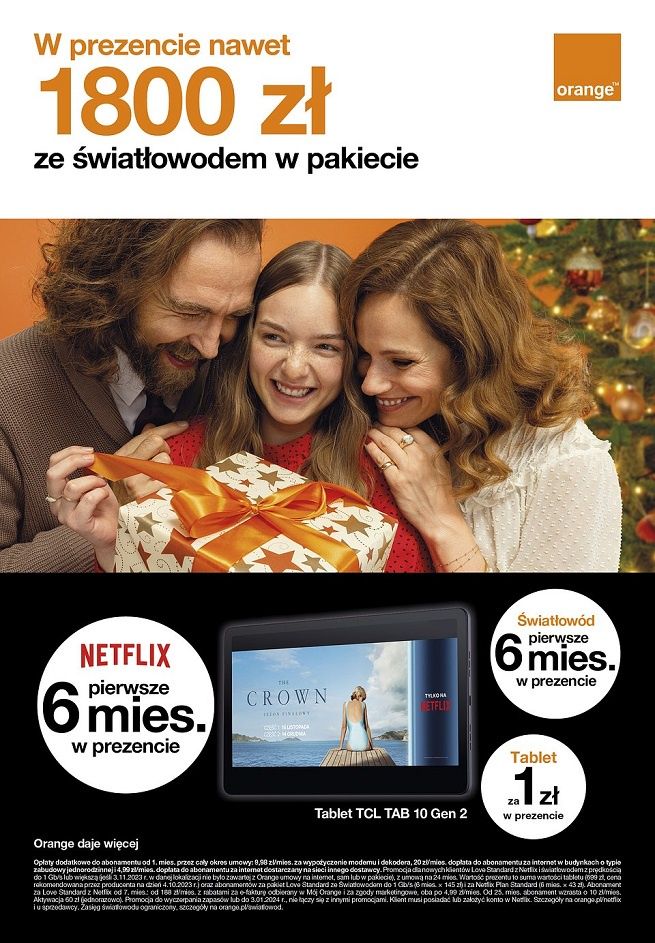 Orange z okazji świąt daje światłowód i Netflix za darmo, promuje to w ...
