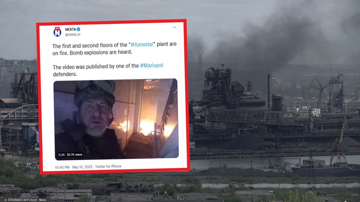 Pożar w zakładach Azowstal. Do sieci trafiło nagranie - WP Wiadomości