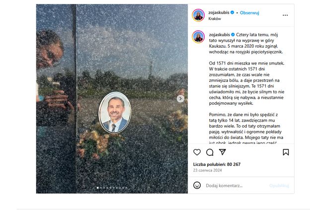Tiktokerka i podróżniczka Zoja Skubis o swoim ojcu: "Jeśli nie zginąłby ...