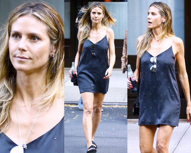 Nieumalowana Heidi Klum w krótkiej halce za 8 tysięcy - Pudelek