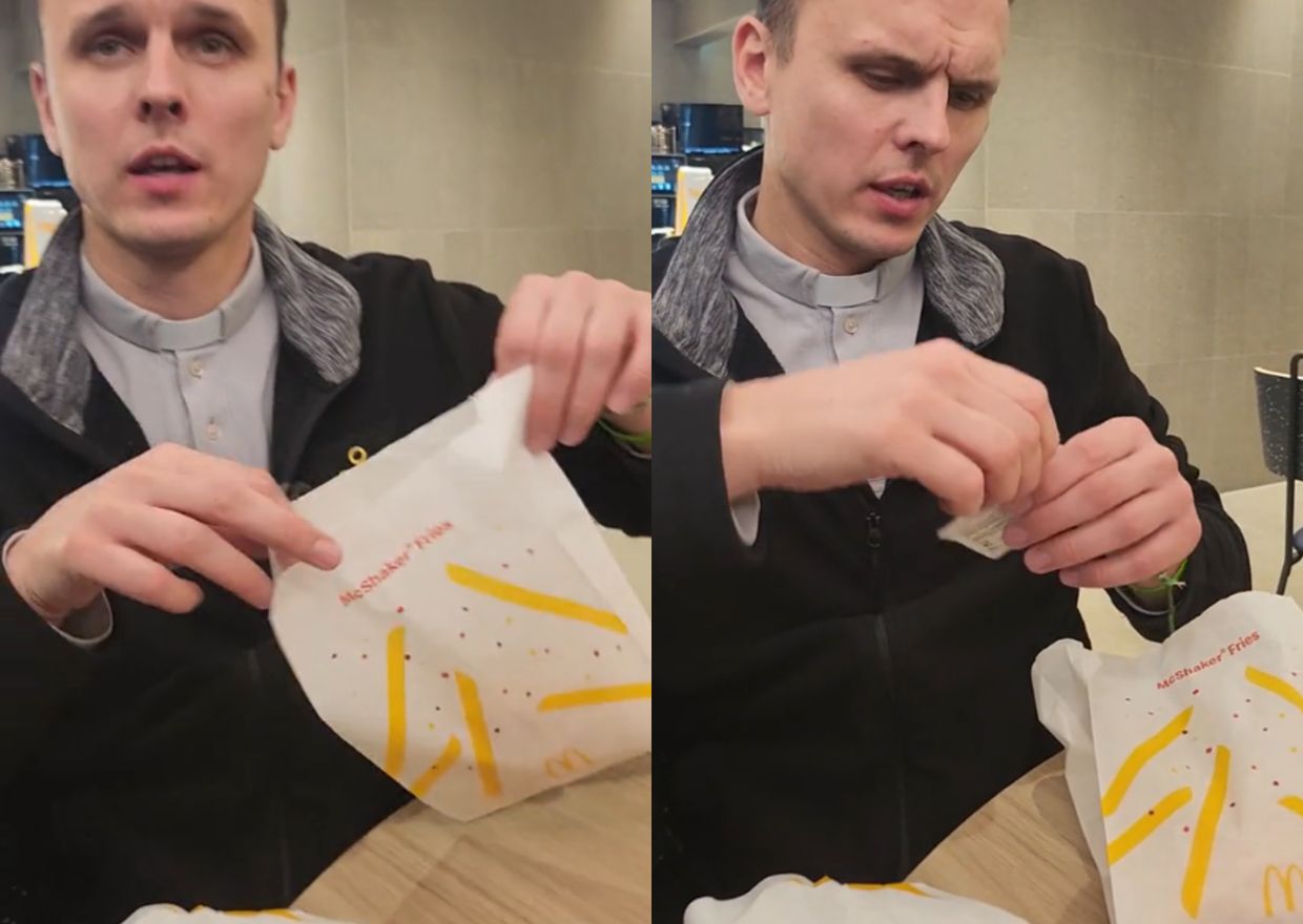 Ksiądz przyrządził frytki z fast foodu. "Co to w ogóle jest?"
