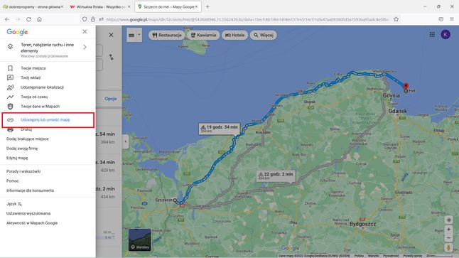 Google Maps: jak udostępnić trasę?