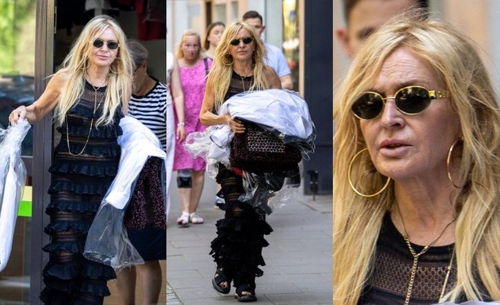 Monika Olejnik w prześwitującej sukience i w klapkach Chanel za 15 tysięcy opuszcza pralnię z ...