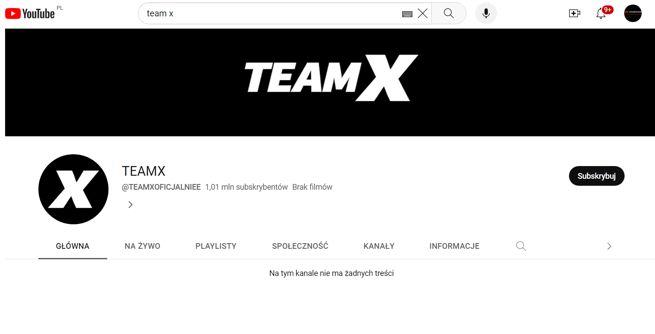 Z kanału Team X na YouTube zniknęła większość filmów