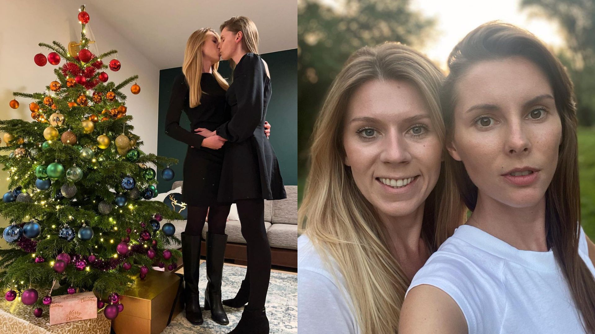 Marta Warchoł całuje dziewczynę przy tęczowej choince i śle świąteczne ...
