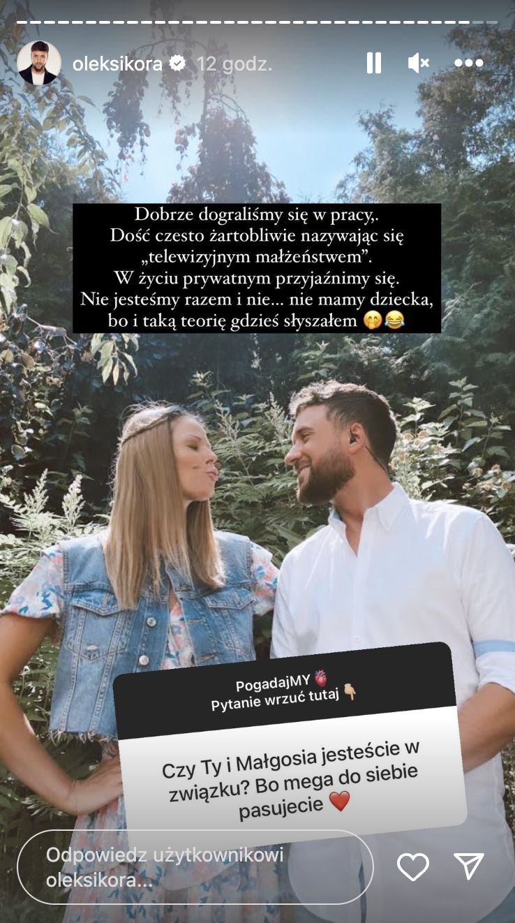 Olek Sikora skomentował doniesienia o romansie z Małgorzatą Tomaszewską ... Olek Sikora skomentował doniesienia o romansie z Małgorzatą Tomaszewską ...