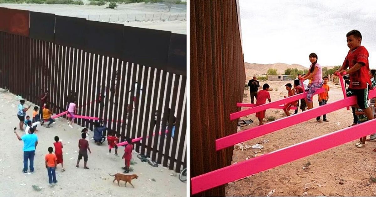 Seesaws On The Border Of Mexico And The Usa A Unique Pink